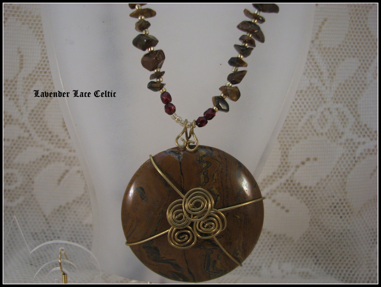 Swirling Tiger - Wire-wrapped Stone Pendant on Tiger Eye Necklace ...