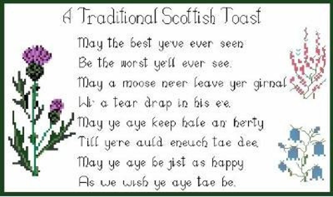 Traditional Scottish Toast Cross Stitch Print Poster Gift - Etsy