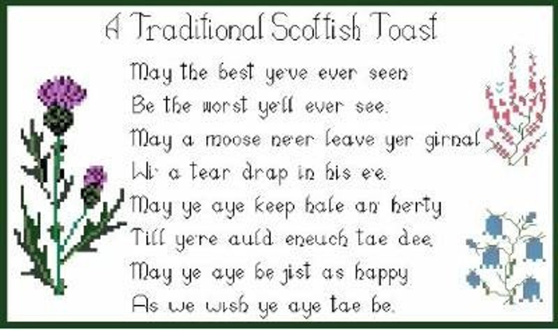 Traditional Scottish Toast Cross Stitch Print Poster Gift - Etsy
