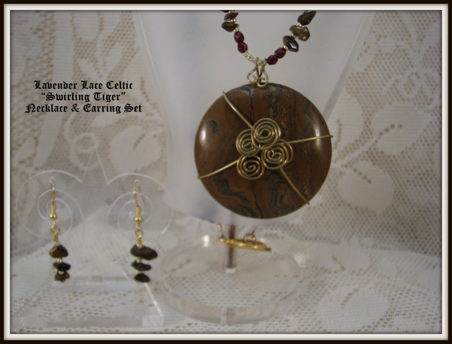 Swirling Tiger - Wire-wrapped Stone Pendant on Tiger Eye Necklace ...