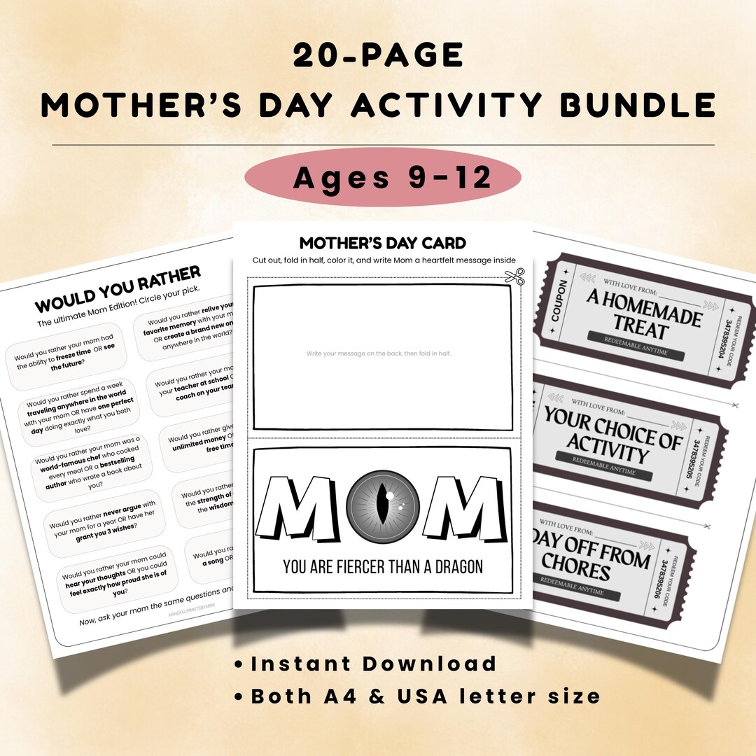 Ages 9-12 Mother’s Day Activity Bundle (instant Download) - Etsy