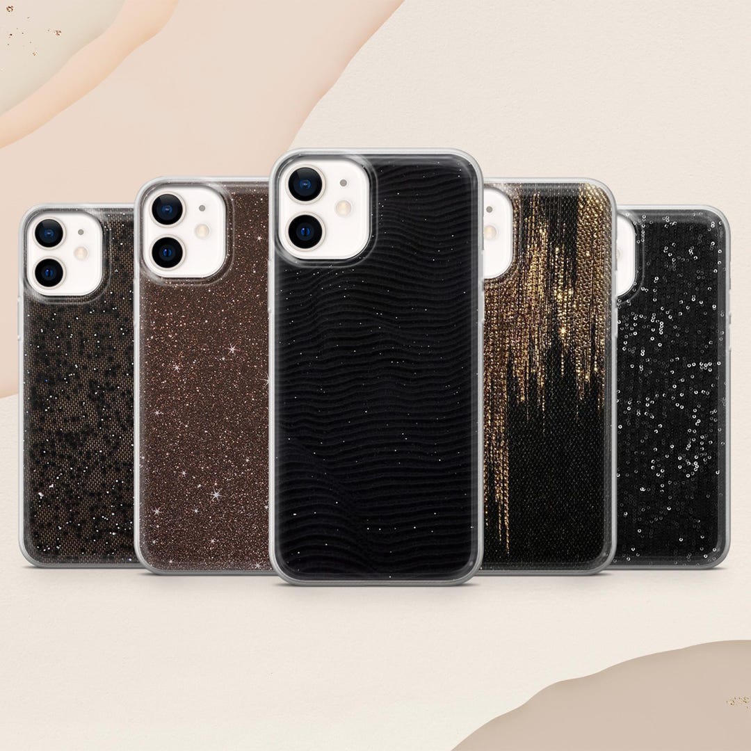 Glitter Phone Case Luxury Black Gold Chic Classy for iPhone 17, 16E, 15 ...