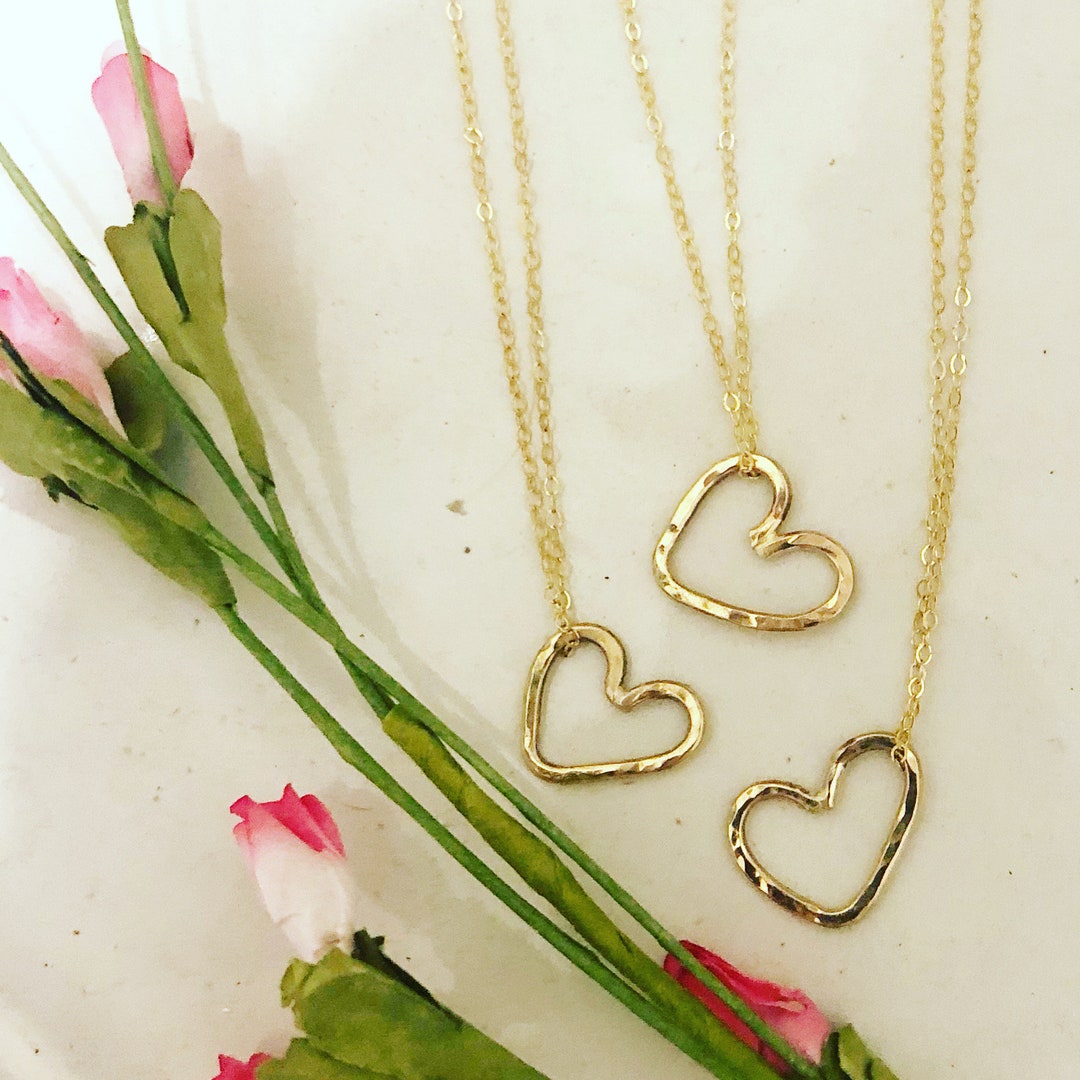 New Floating Heart Necklace 14K Gold Filled - Etsy