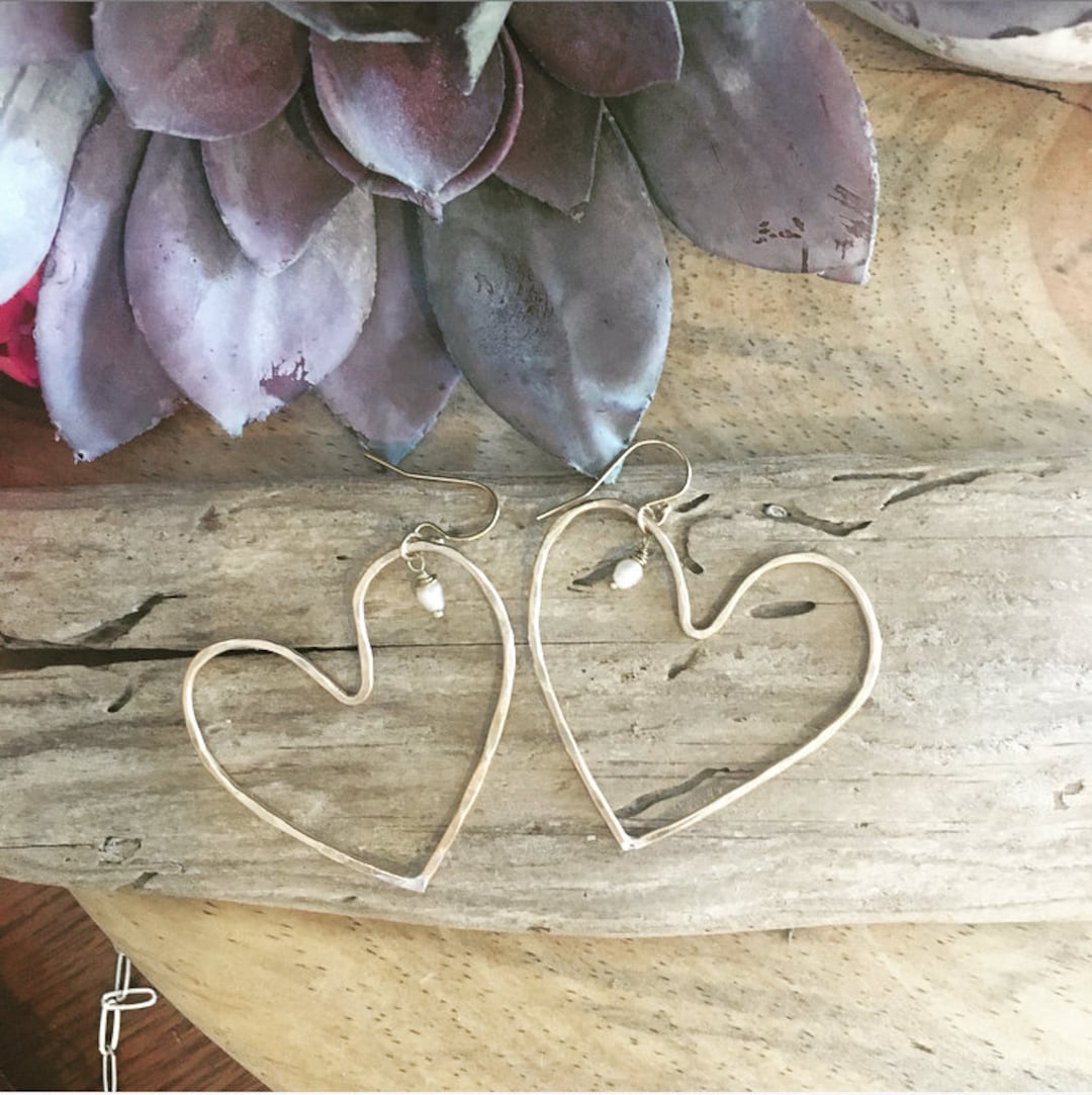 Heart Hoops in Gold - Etsy