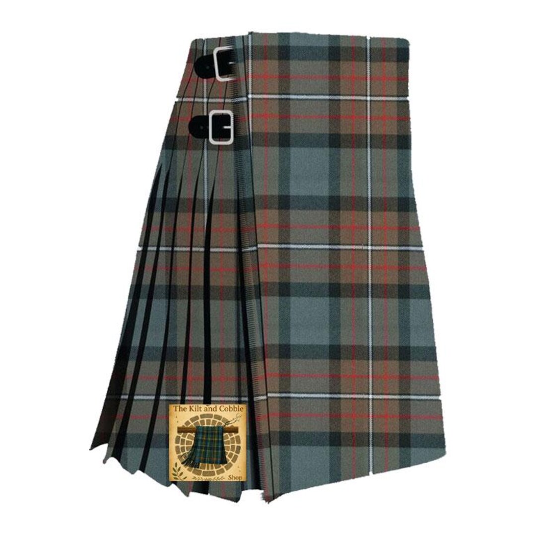 Handmade Ferguson Weathered Tartan Kilt: Acrylic, Leather Straps, Made ...
