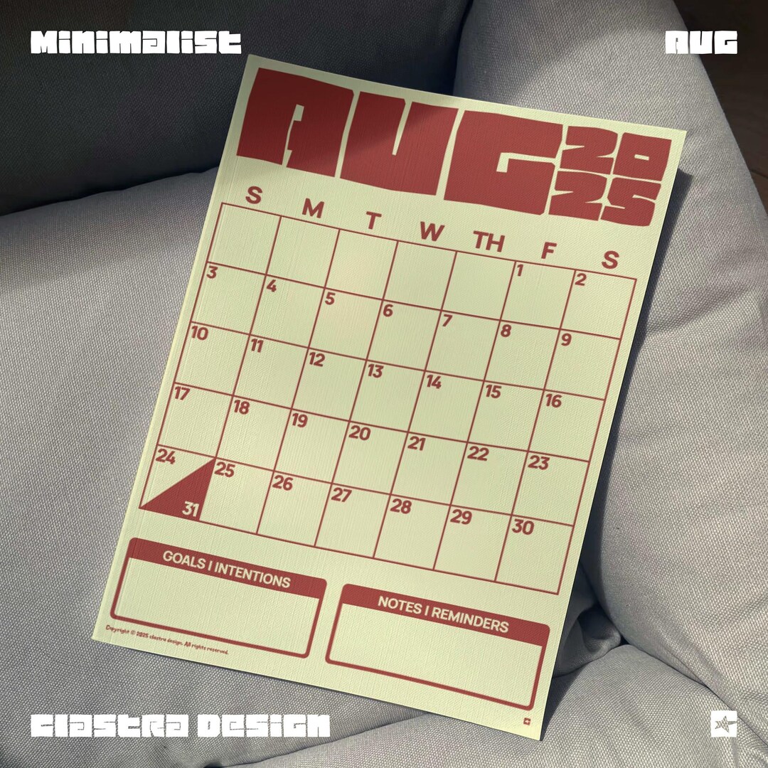 August 2025 Monthly Calendar | Planner | Vision Board Printable – Mood ...