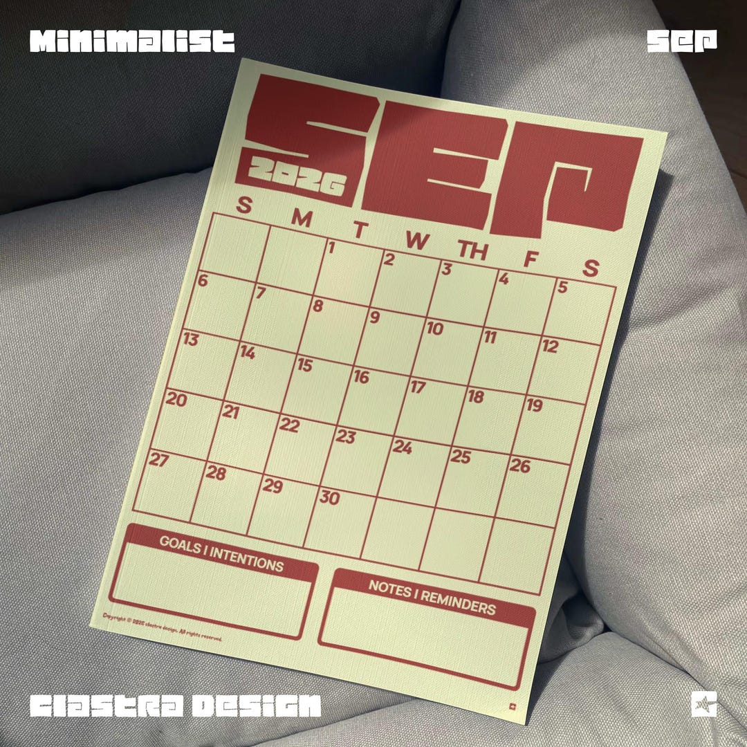 September 2026 Calendar & Planner PDF – A4 Printable, Minimalist ...