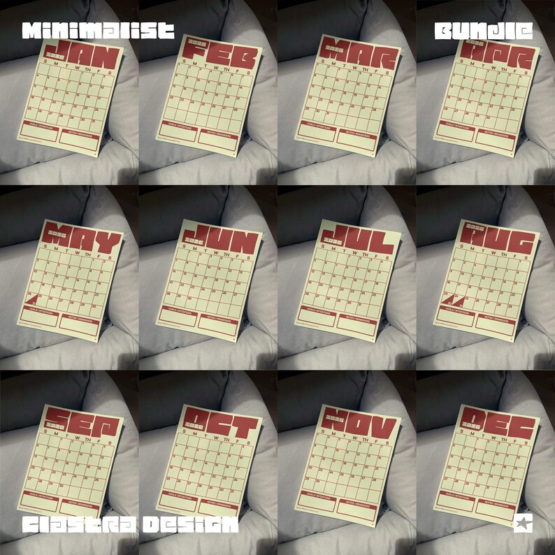 2026 Minimalist Calendar Planner Bundle: A4 Printable PDF With Mood ...