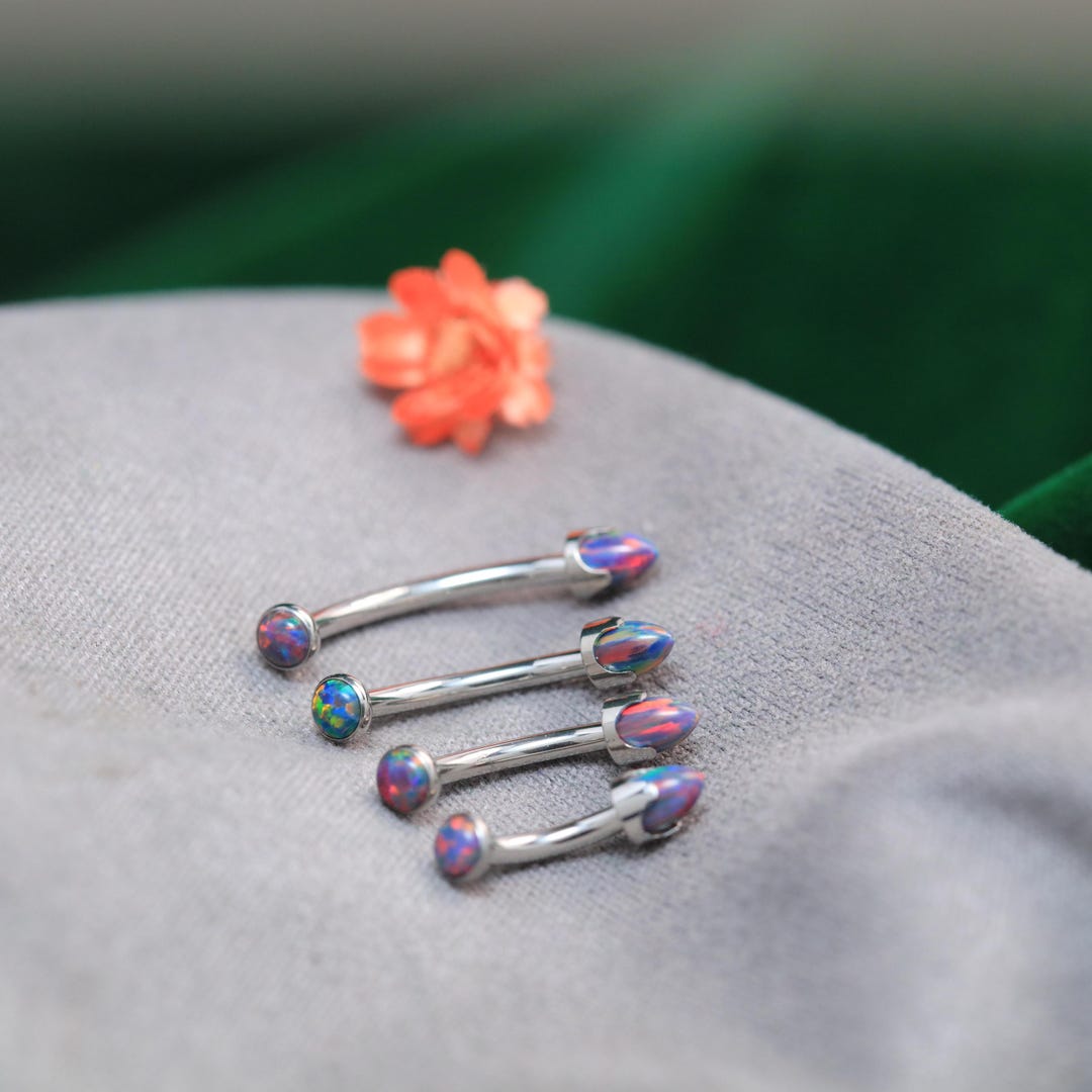 Mysterious Gothic Dark Purple Opal Bullet Head Eyebrow Piercing Rook ...