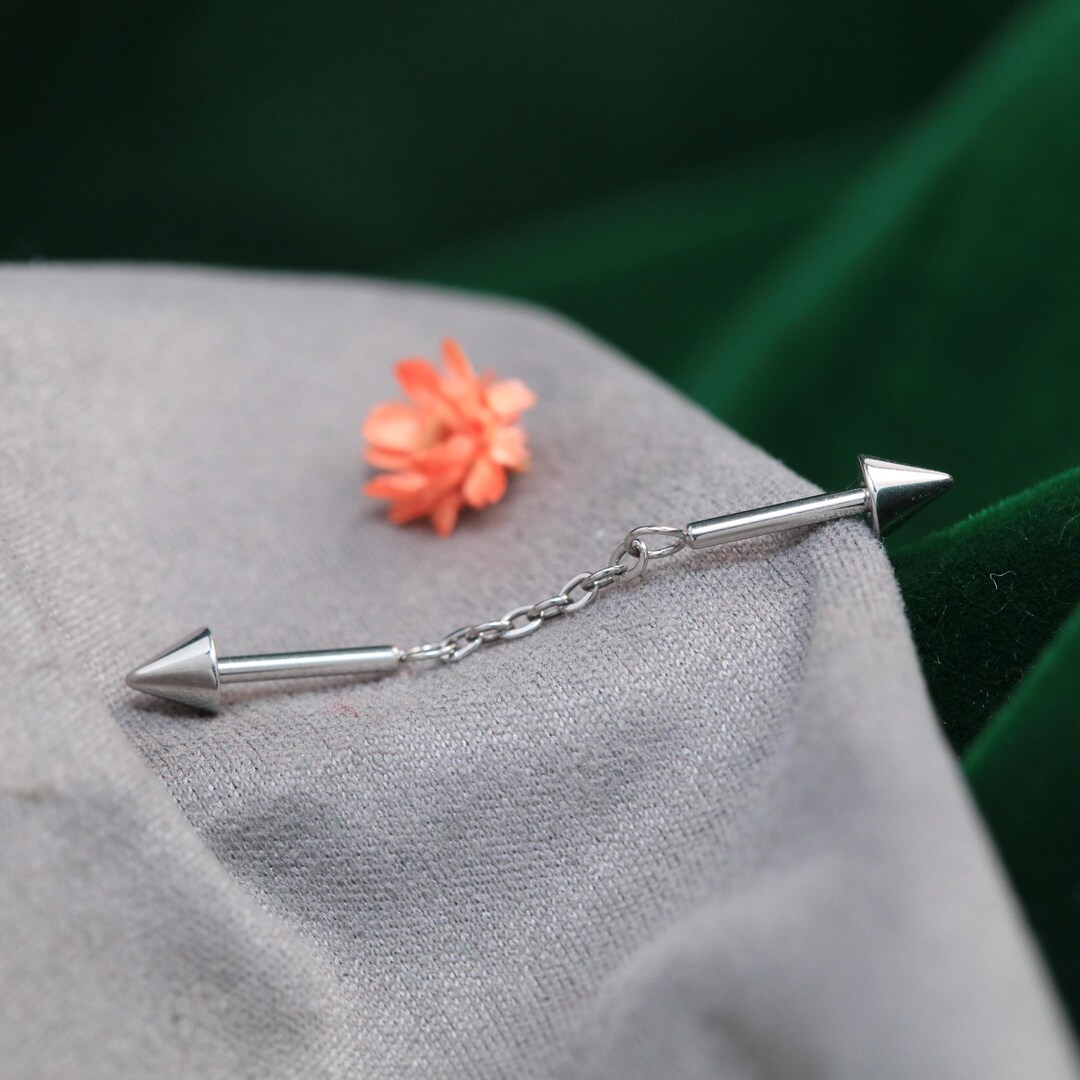 Arrow Shape Chain Bar Industrial Body Piercing Jewelry 14G Industrial ...