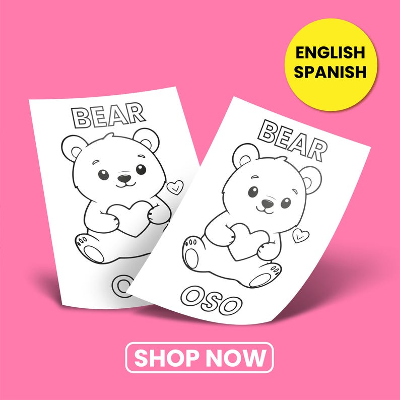 50 Printable Bilingual Coloring Sheets for Kids, English and Spanish ...