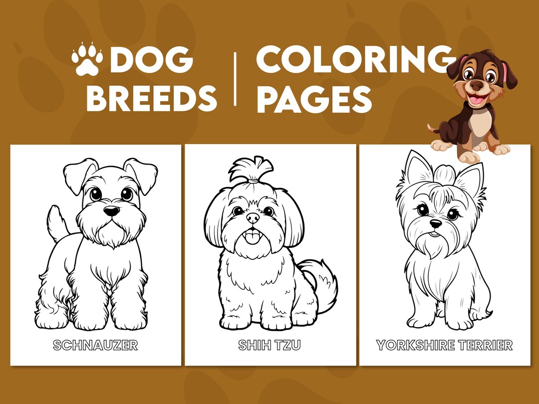 20 Dog Breed Coloring Pages, Dog Breed Coloring Book - Etsy