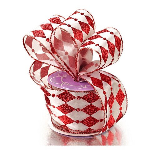 Fuzzy Edge Wired Red and White Ribbon 1 1/2 Inch 1 | Etsy