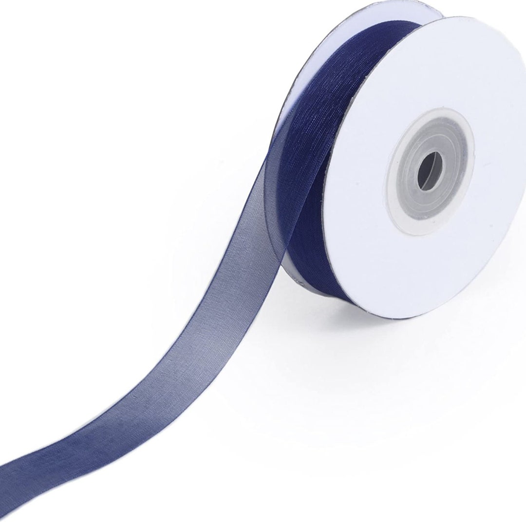 1/4 Wide Navy Blue Organza Ribbon 25 Yards - Etsy