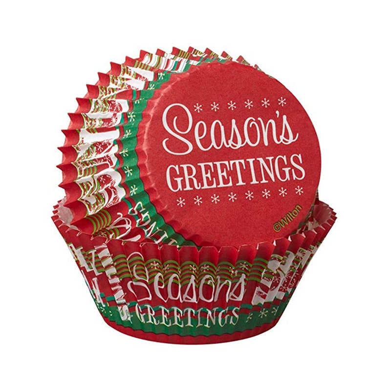 Seasons Greetings Holiday Baking Cups 2 Inches in Diameter - Etsy