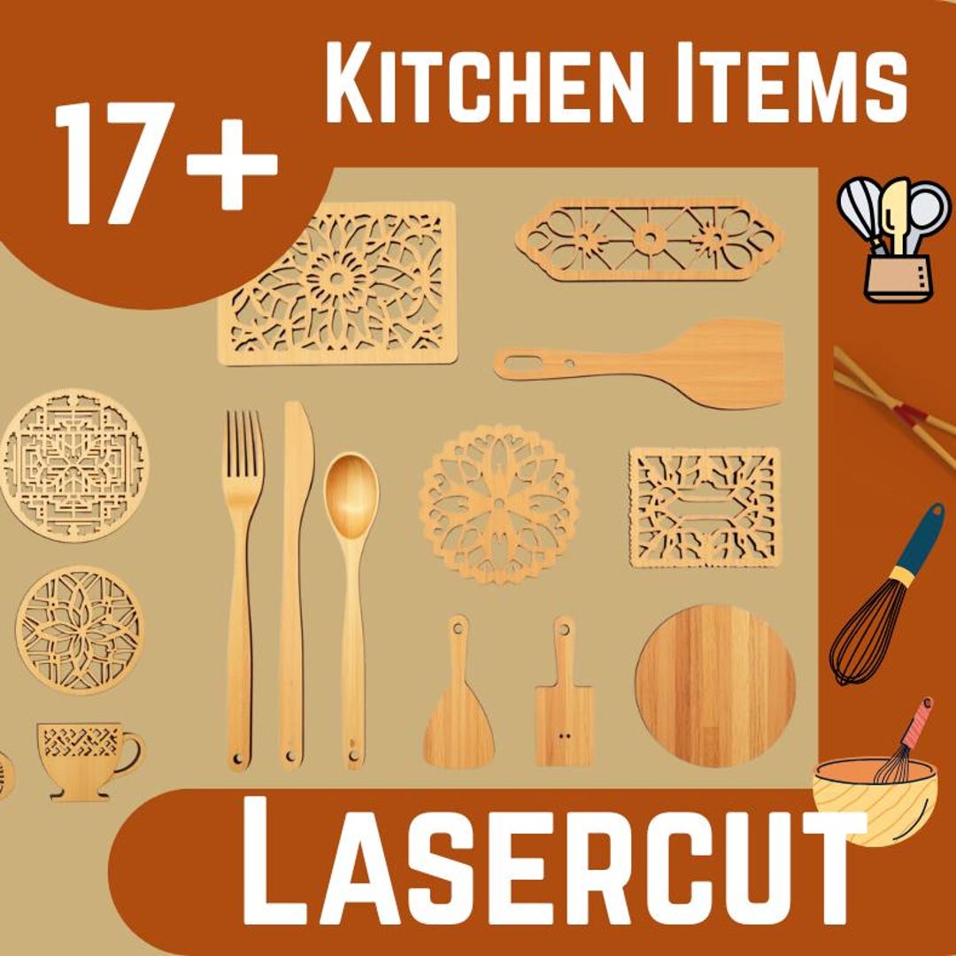 Kitchen Laser Cut Mega Bundle, 3D Kitchen Bundle SVG, Cutting Boards ...