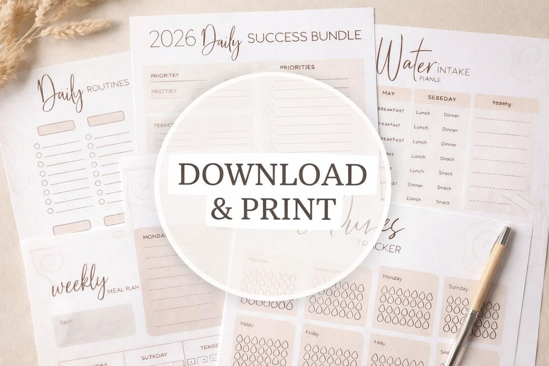 2026 Daily Success Bundle | Printable Planner & Life Organization Kit ...