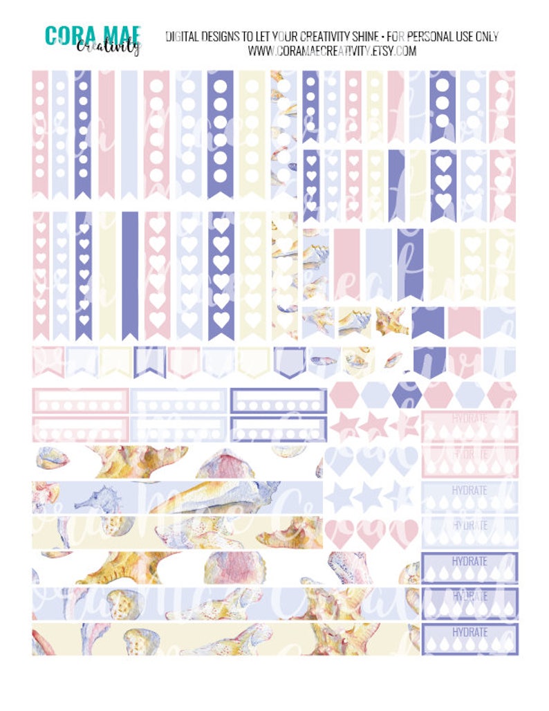 SEASHELL Happy Planner Weekly Printable Kit Printable | Etsy