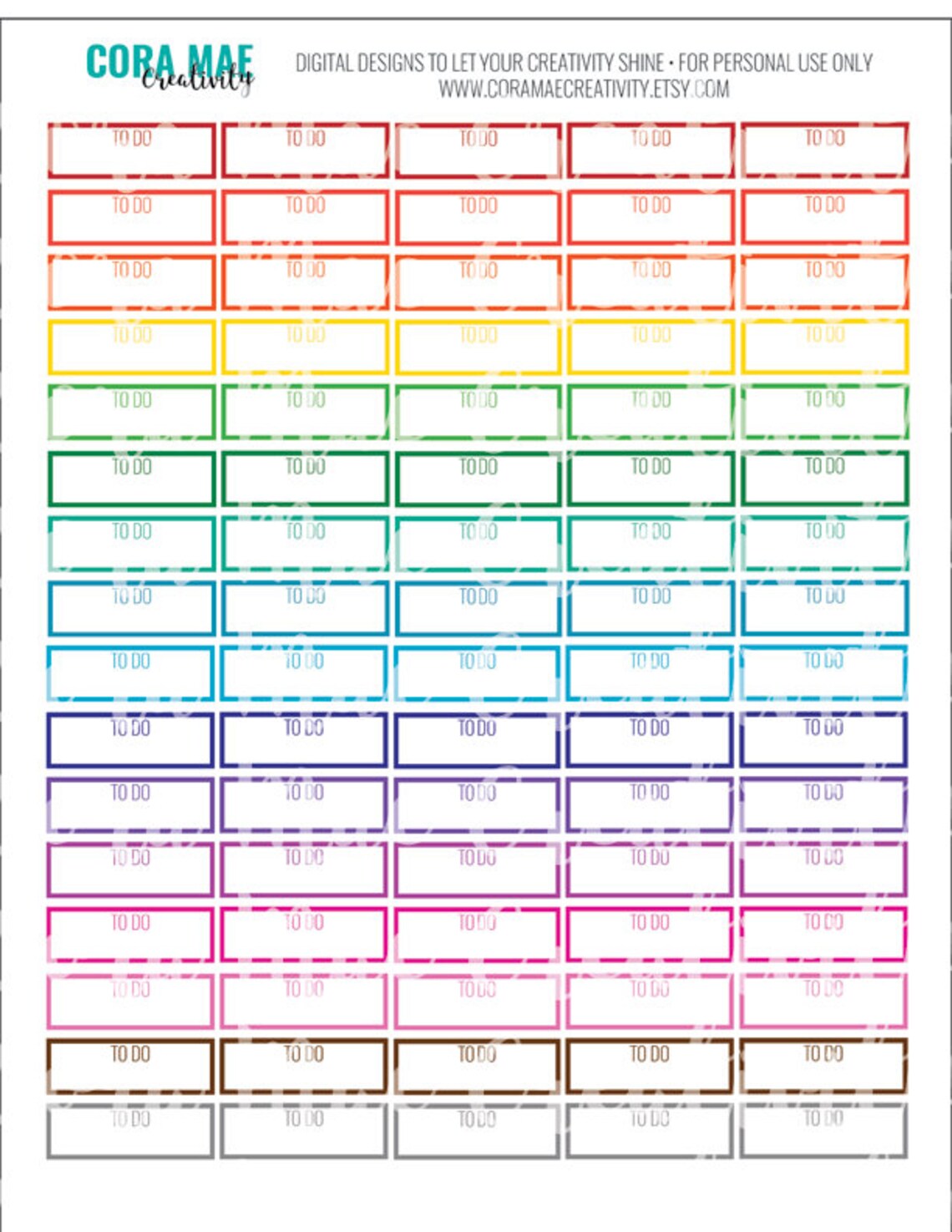 RAINBOW to Do Stickers, Printable to Do Stickers, Blank to Do Stickers ...