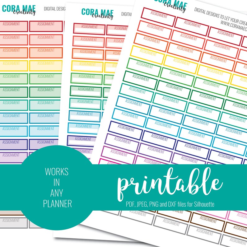 RAINBOW Assignment Stickers Printable Assignment Stickers - Etsy