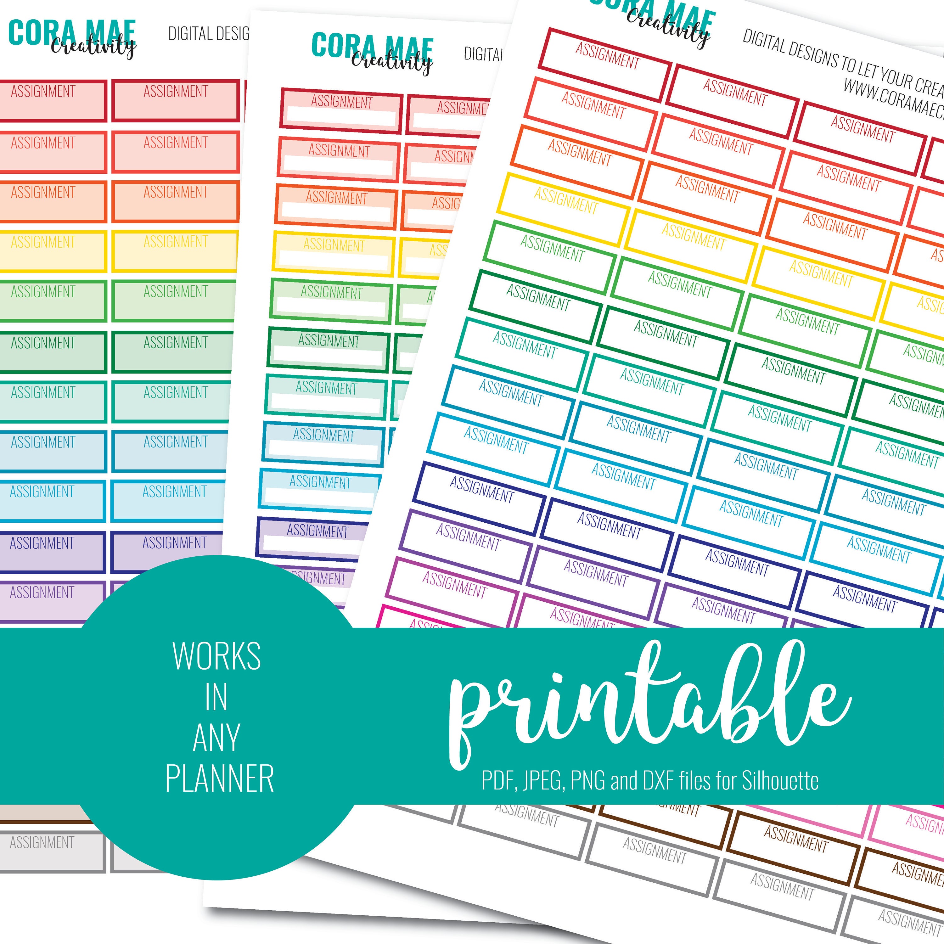RAINBOW Assignment Stickers, Printable Assignment Stickers, Assignment ...