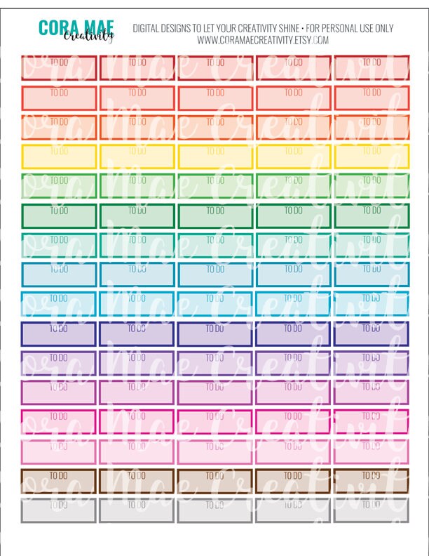 RAINBOW to Do Stickers Printable to Do Stickers Blank to Do - Etsy