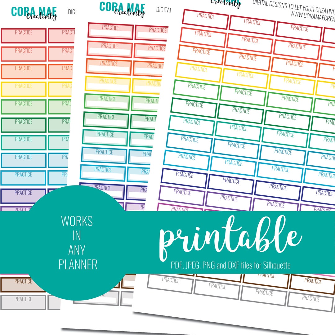RAINBOW Practice Stickers, Printable Practice Stickers, Blank Practice ...