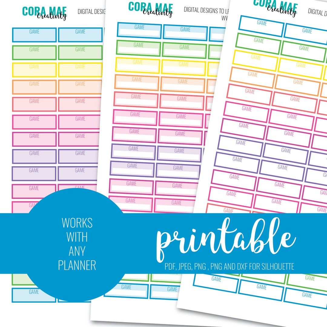 NEON Game Stickers, Printable Game Stickers, Blank Game Stickers ...