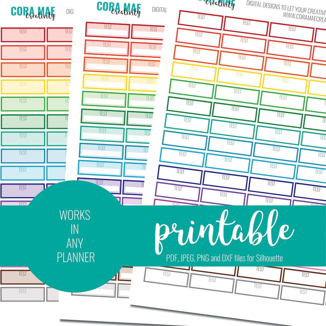 RAINBOW Test Stickers, Printable Test Stickers, Blank Test Stickers ...