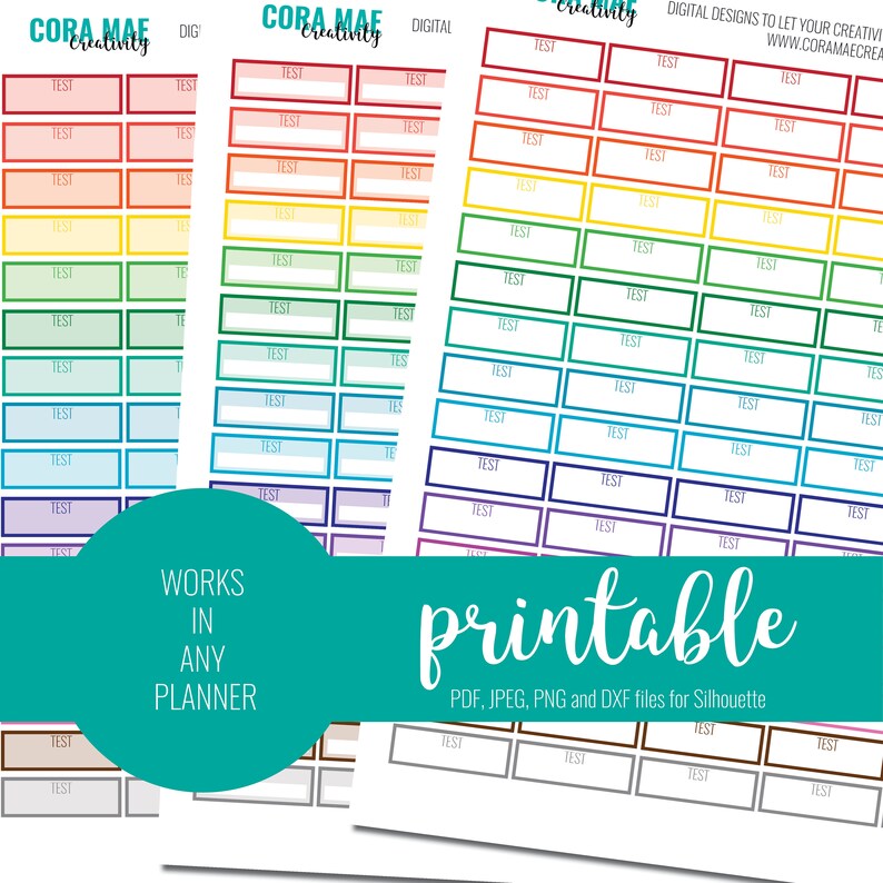 RAINBOW Test Stickers, Printable Test Stickers, Blank Test Stickers ...