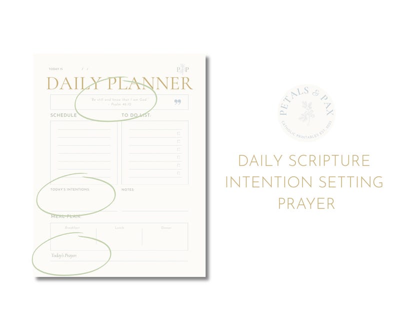 Catholic Daily Planner Page | Printable Minimalist Planner | Scripture ...