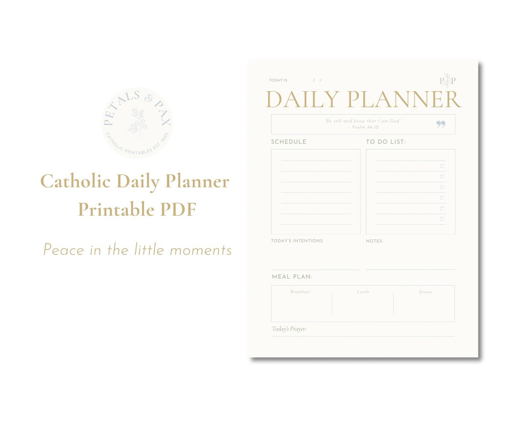 Catholic Daily Planner Page | Printable Minimalist Planner | Scripture ...