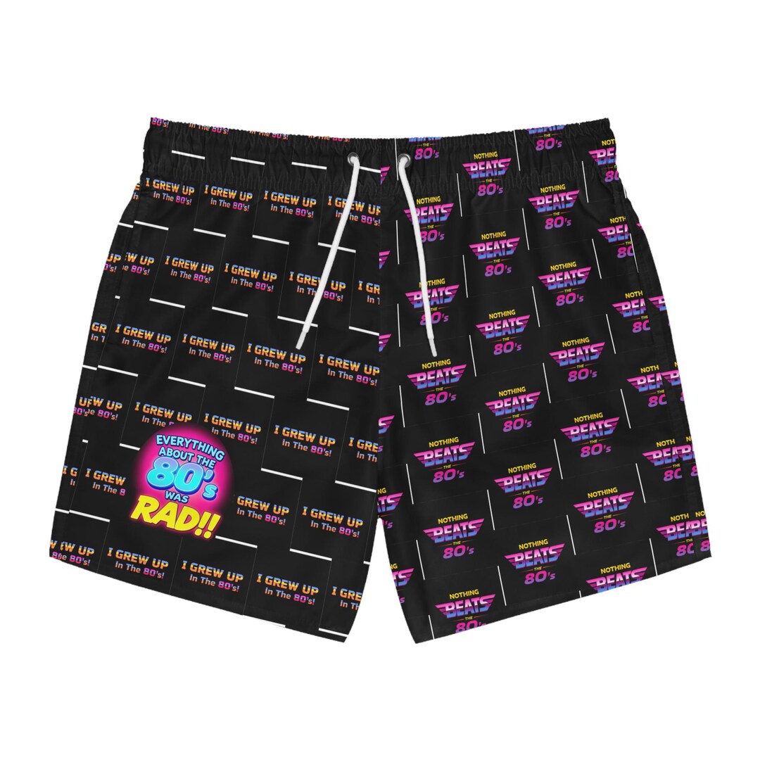 Retro 80s Swim Trunks - Nostalgic Beachwear, Summer Fun, Pool Party ...