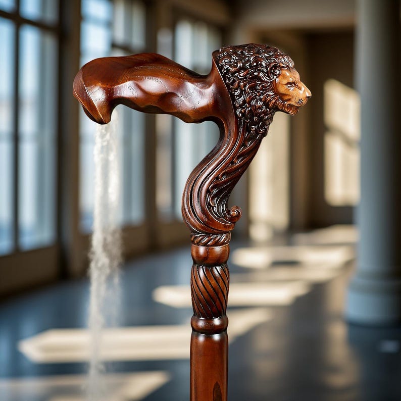 Handmade Lion Head Wooden Walking Cane – Decorative Stick - Etsy