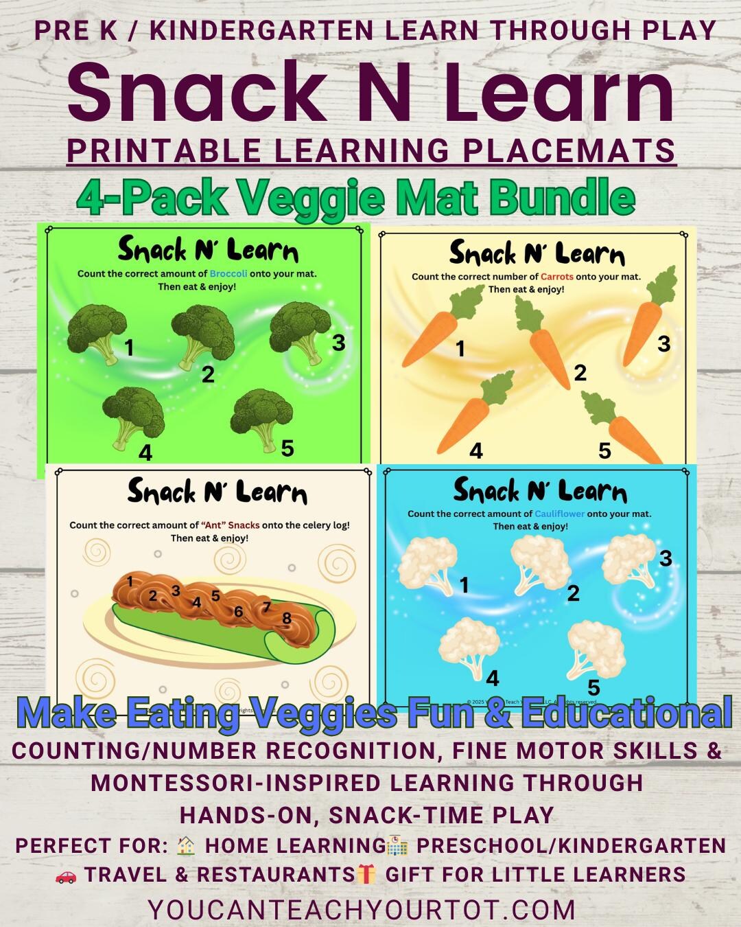 Printable Veggie Counting Mats for Kids (4-pack) – Digital Download ...