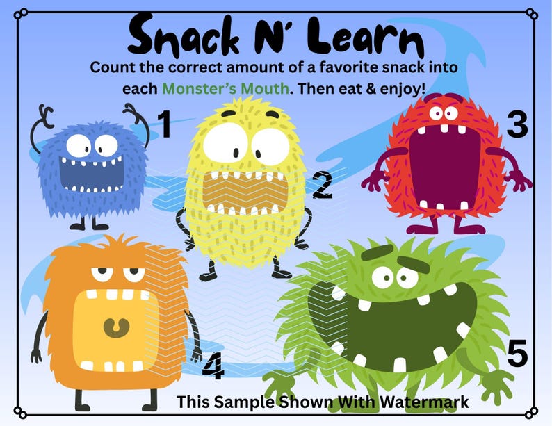 Monster Counting Mat | Laminated Snack & Learn Activity - Etsy