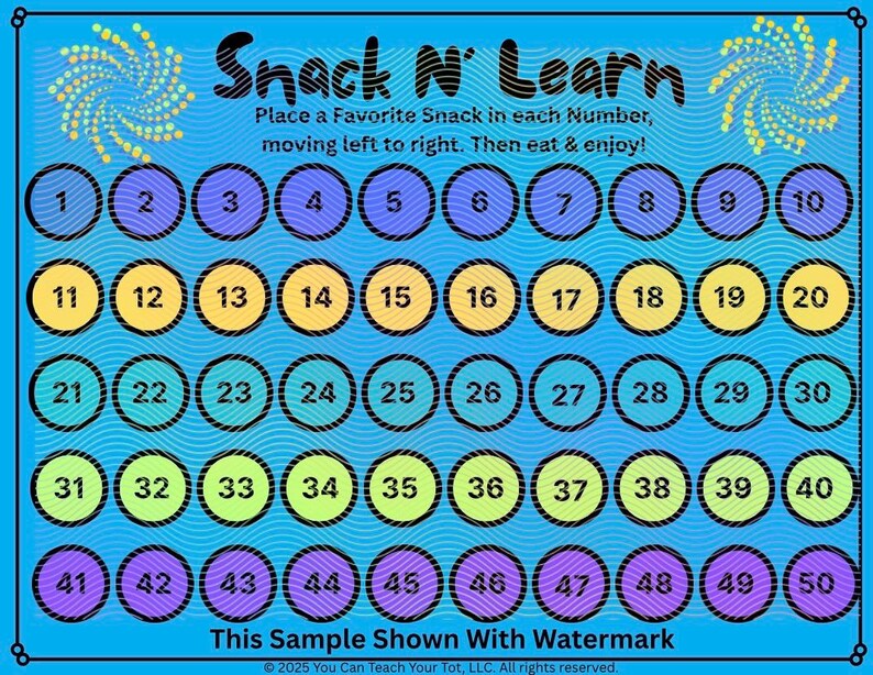 Count to 50 Mat for Preschoolers | Snack Time Learning Mat | Number ...