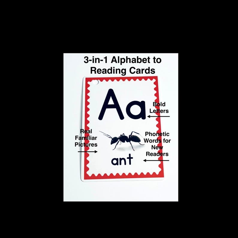 3-in-1 Phonics Reading Cards | Toddler & Preschool Alphabet Flash Cards ...