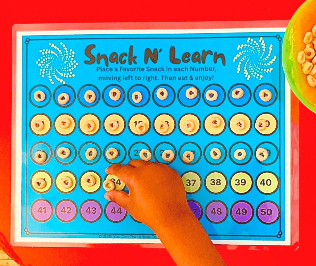 Count to 50 Mat for Preschoolers | Snack Time Learning Mat | Number ...