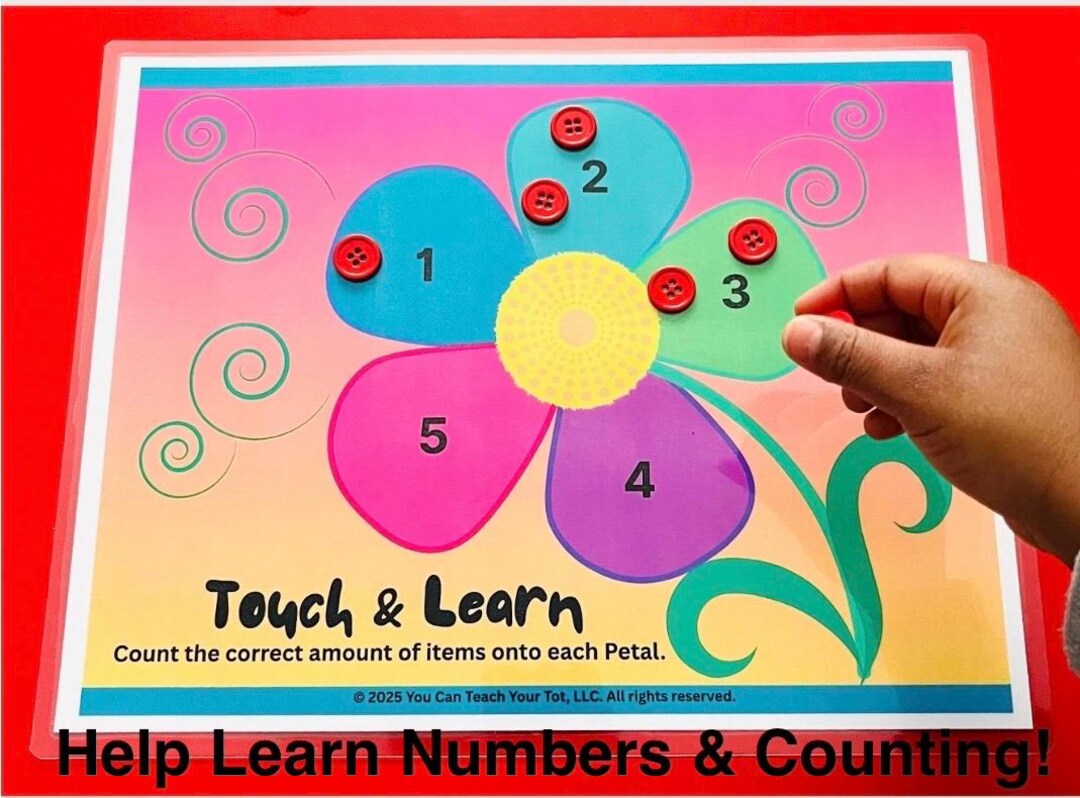 Flower Counting 1-5 Learning Mat | Preschool Kindergarten Laminated Mat ...