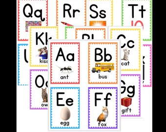 3-in-1 Phonics Reading Cards | Toddler & Preschool Alphabet Flash Cards ...