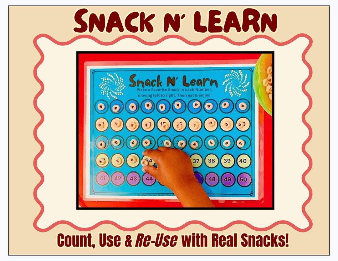Count 1-50 Preschool Reuseable Mat: Snack Time Number Recognition ...