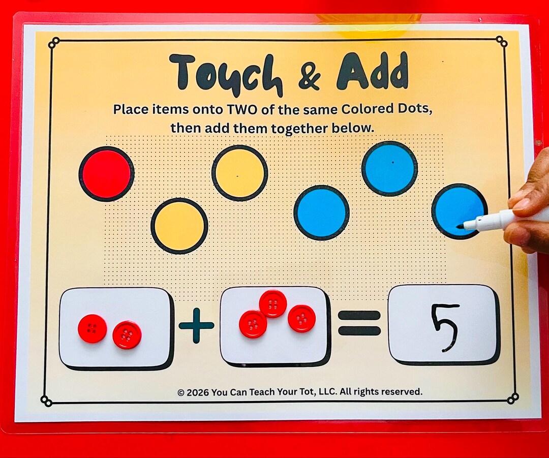 Touch & Add Early Addition Math Mat | Preschool Kindergarten Addition ...