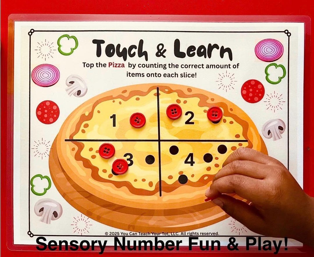 Reusable Pizza Counting Mat 1-4 | Hands on Math Activity for Toddlers ...