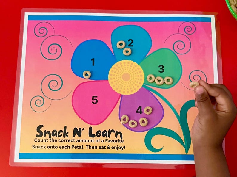Printable Counting Mat for Preschool Toddlers– Snack Time Learning PDF ...