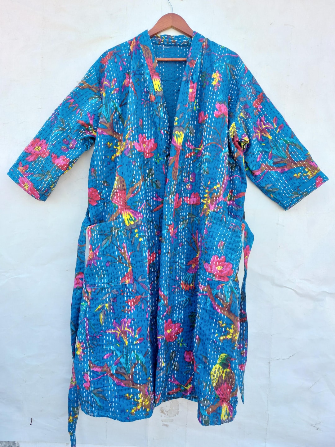 Kantha Kimono Jacket Women, Indian Handcrafted Patchwork Coat, Boho ...