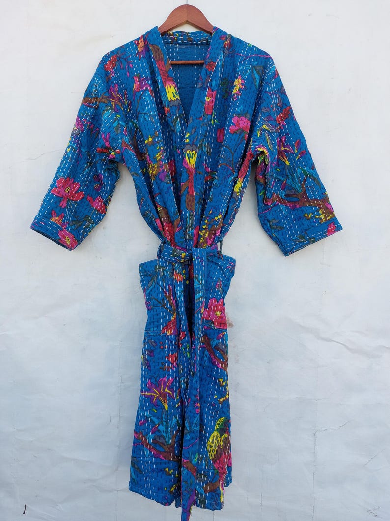 Kantha Kimono Jacket Women, Indian Handcrafted Patchwork Coat, Boho ...