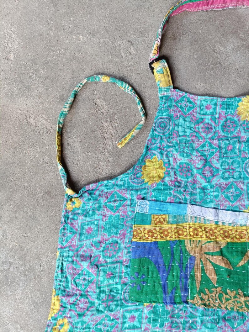 Assorted Vintage Kantha Apron | Quilted Cotton Cooking Apron | Boho ...