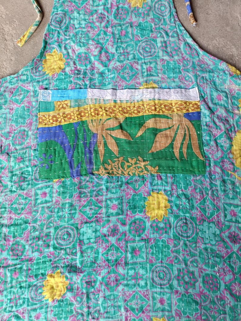 Assorted Vintage Kantha Apron | Quilted Cotton Cooking Apron | Boho ...