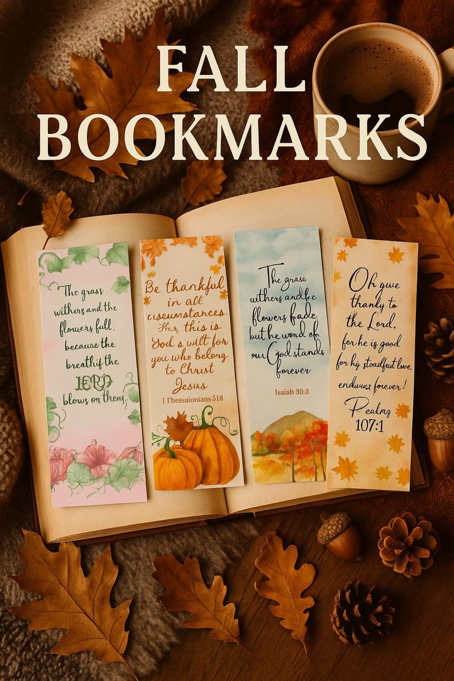 Fall Bible Verse Bookmark | Cozy Autumn Christian Bookmark | Scripture ...